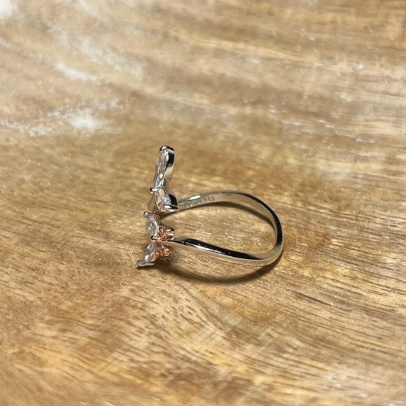 Jewelry | Ibb Cn Cz Butterfly 925 Sterling Silver Rose Gold Bypass Ring ...